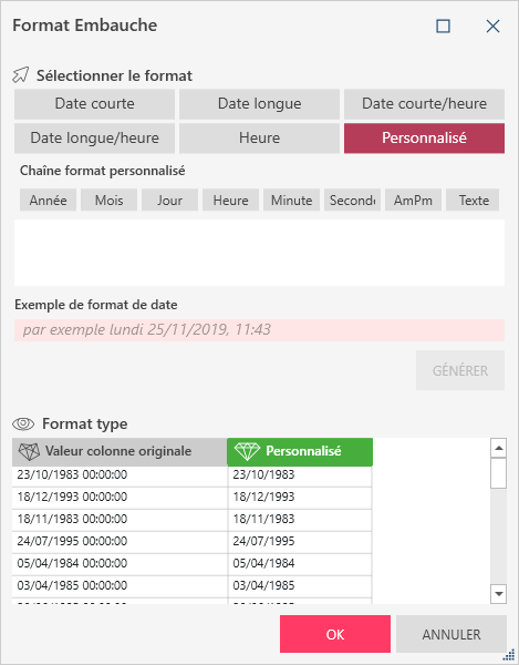 Formater une colonne de date