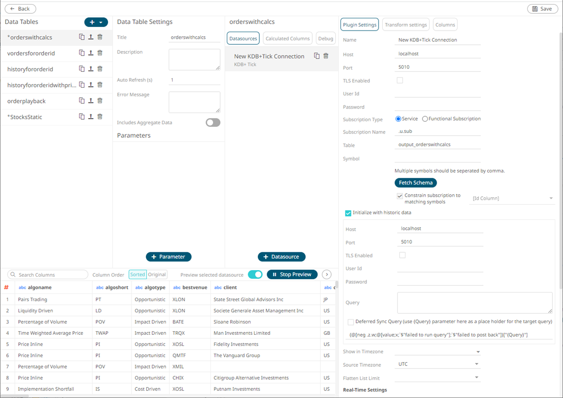 Altair Panopticon Web Authoring Help - Previewing Streaming Data