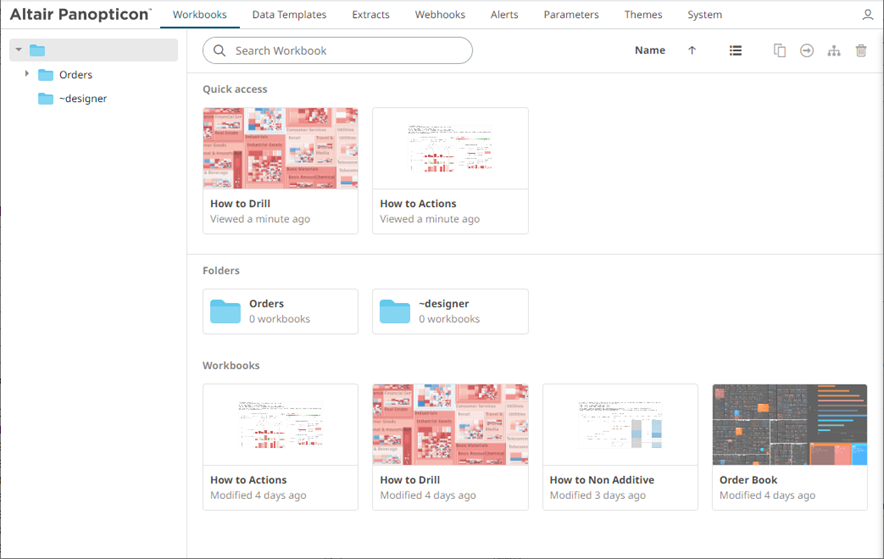 Altair Panopticon Visualization Server Installation and Reference Help - Folders and Workbooks ...