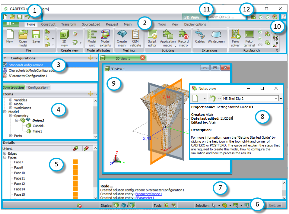 Quick Tour of the CADFEKO Interface