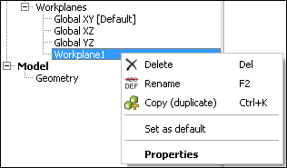 Defining a Workplane