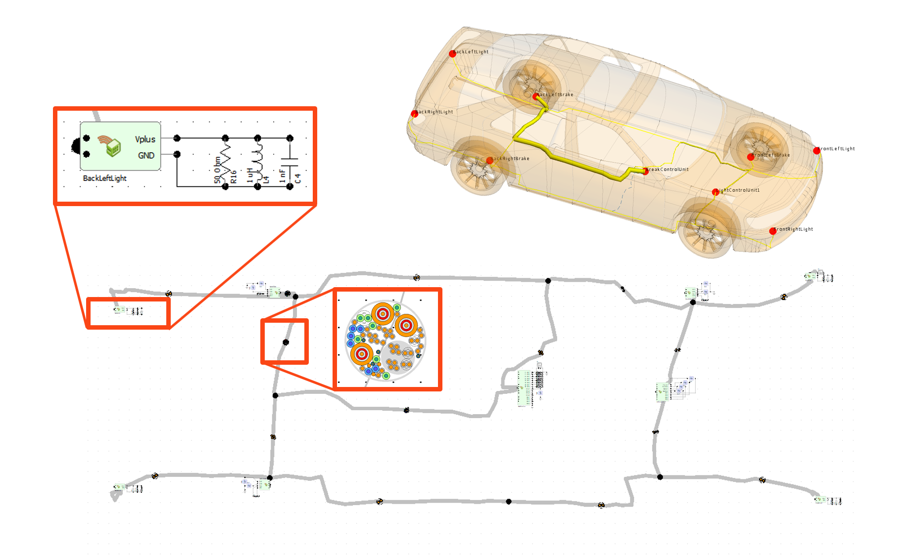 Viewing a Cable Harness in the Cable Schematic View