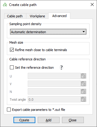 Advanced Settings for Cable Paths