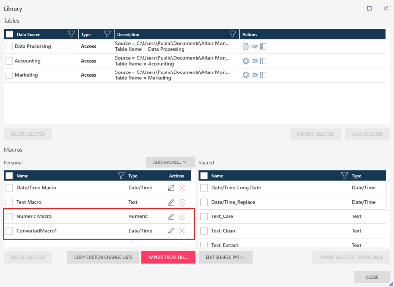 Altair Monarch 2021.0 Help - Importing Macros