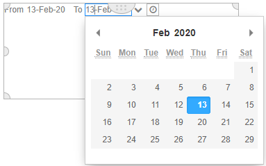 Altair Panopticon Web Authoring Help - Adding an Action Date Range Picker