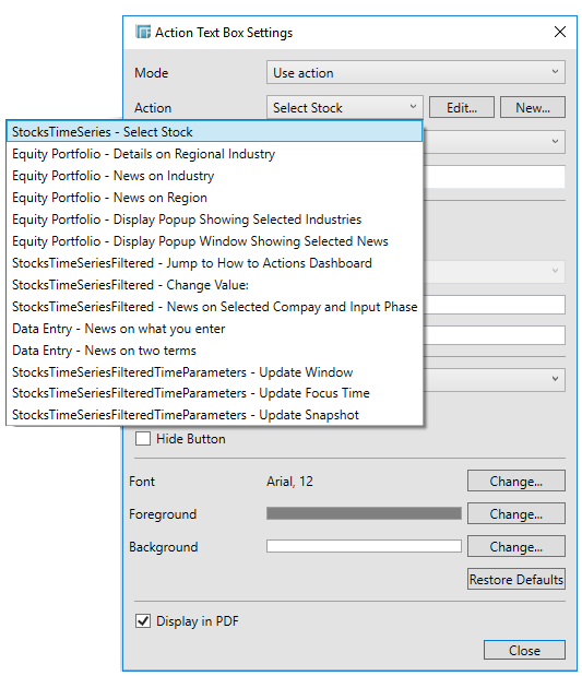 Altair Panopticon Designer Help - Action Text Box