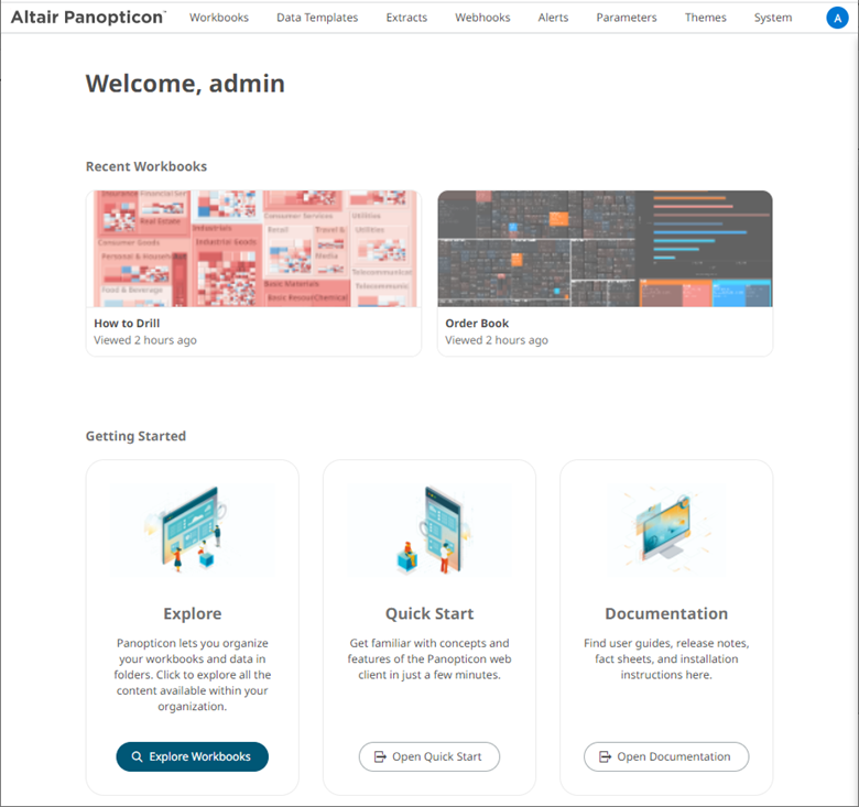 Altair Panopticon Real Time Installation and Reference Help - The Welcome Page