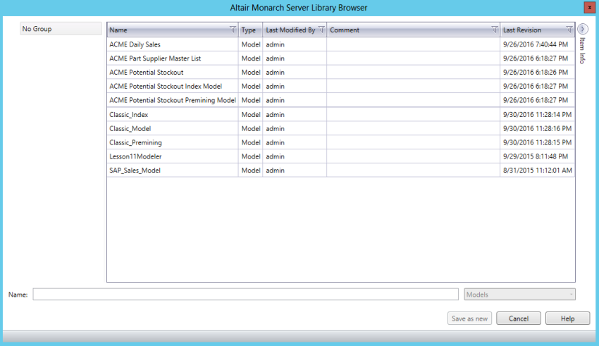 Altair Monarch 2022 Help File - Saving to an Altair Server Library