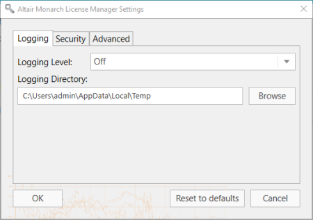 Altair Monarch 2022 License Manager User Guide - Configuring Logging
