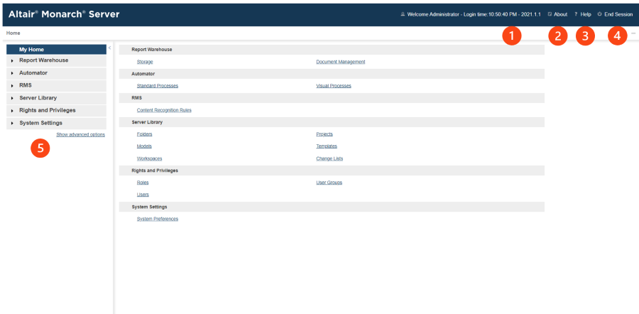 Launching Monarch Server Web Administrator
