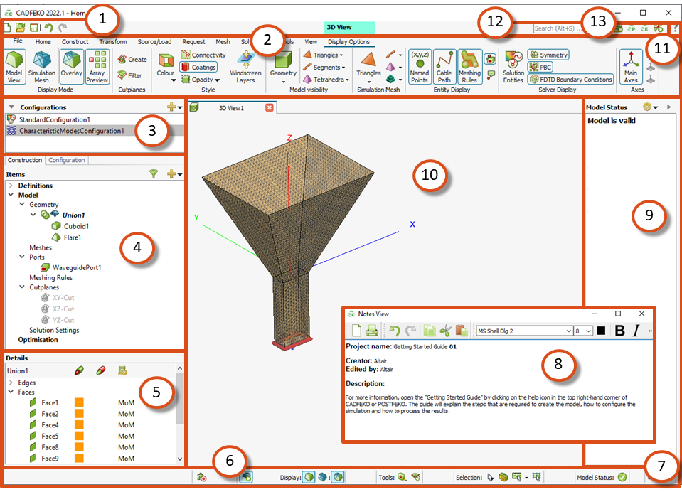 Quick Tour of the CADFEKO Interface