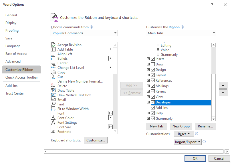 Defining a Microsoft Word Template Using Content Controls