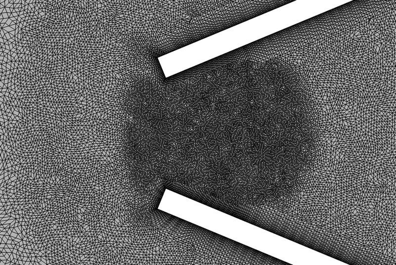 Turbulent Flow Behind an Open-Slit V