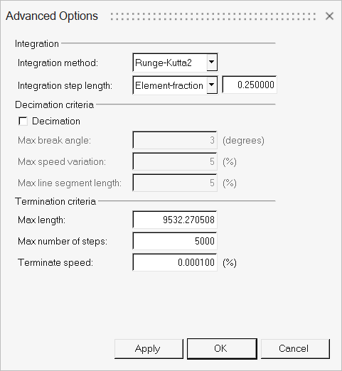 Advanced Options Dialog