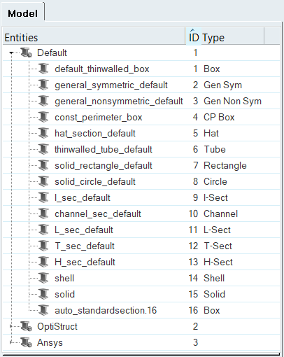 Section Browser and Parameter Definition