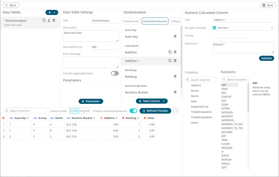 Altair Panopticon Web Authoring Help - Creating a Duplicate of a Calculated Column