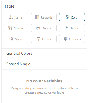 Altair Panopticon Web Authoring Help - General Colors and Shared Single Configuration