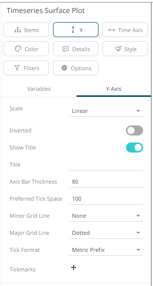 Altair Panopticon Web Authoring Help - Timeseries Surface Plot Settings