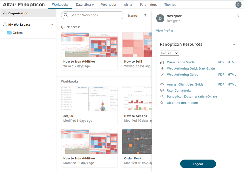 Altair Panopticon Web Authoring Help Reset The Workbook Editor Tour 3152