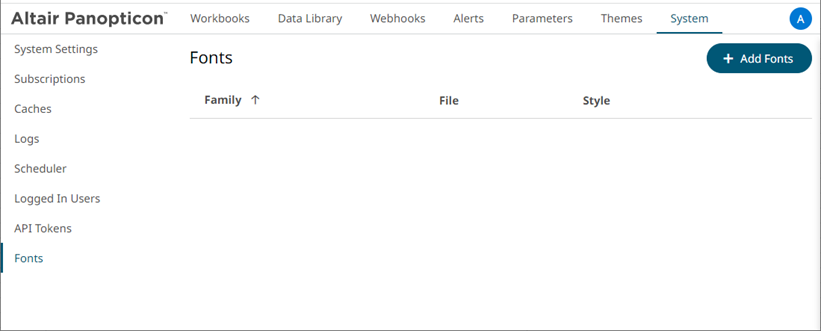 Altair Panopticon Real Time Installation and Reference Help - Adding Custom Fonts