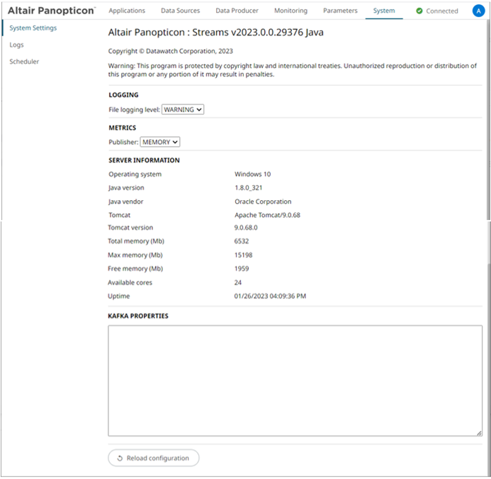 Altair Panopticon Streams Server Installation And Reference Help 6 Managing The Streams System