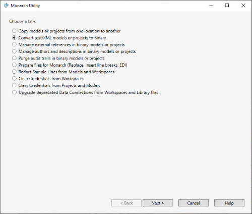 Converting Text/XML Models to Binary Models