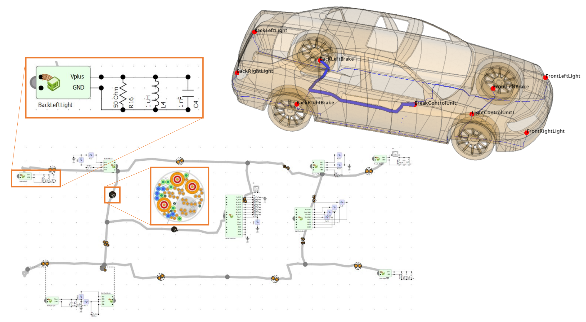 Viewing a Cable Harness in the Cable Schematic View