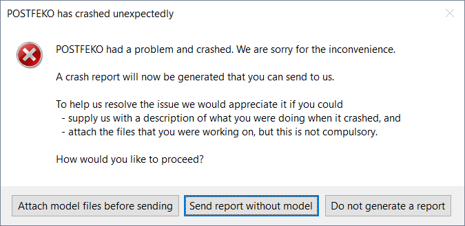 Sending a Crash Report While Connected to the Internet