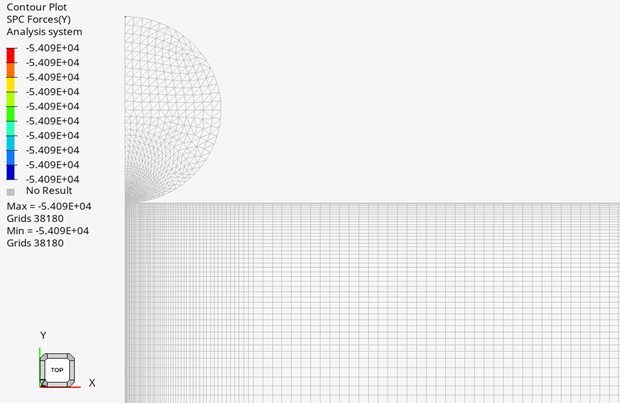 OS-V: 0292 Hertzian Contact - Rigid Sphere and Elastic Half Space, 2D Axisymmetric, S2S Contact