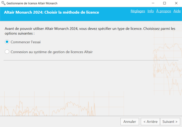 Aide du Gestionnaire de licence Altair Monarch 2024