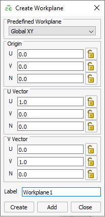 Defining a Workplane on the Quadcopter