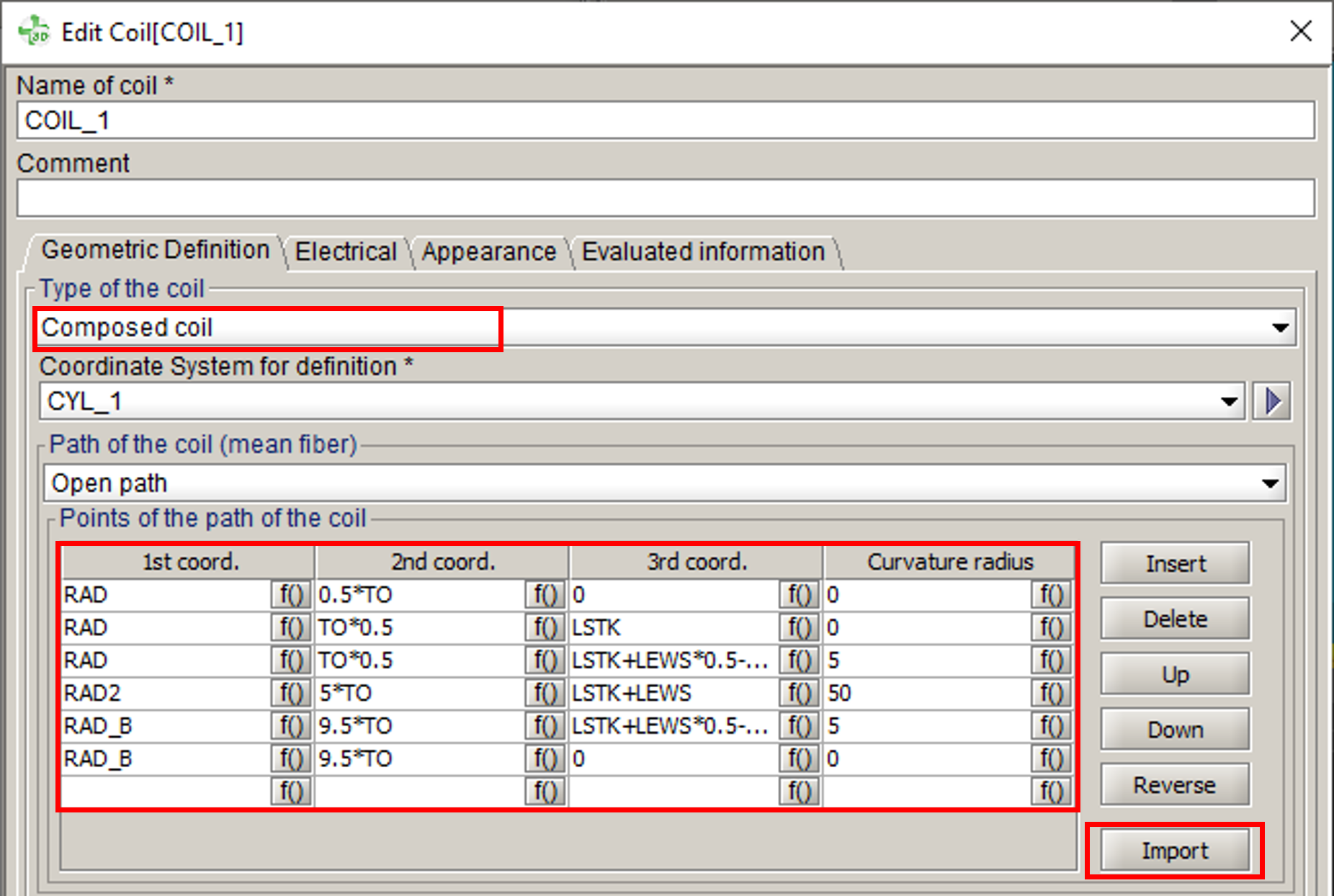 Composed Non Meshed Coil by File Import